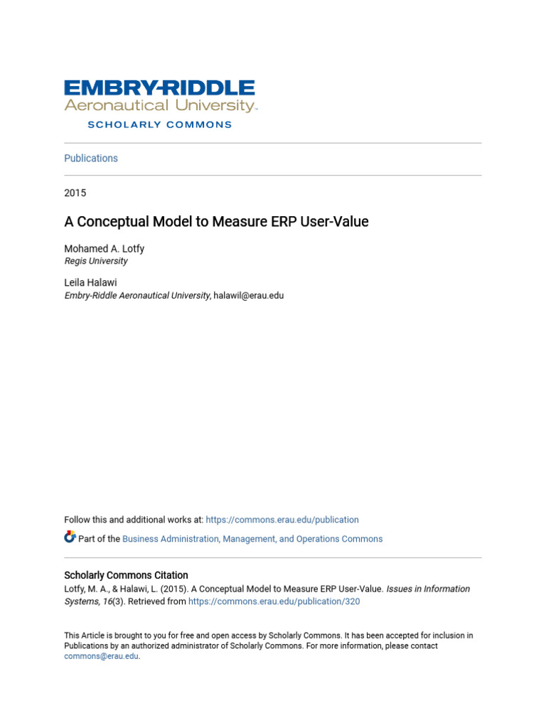 A Conceptual Model to Measure ERP User-Value | PDF | Enterprise Resource Planning | Structural ...