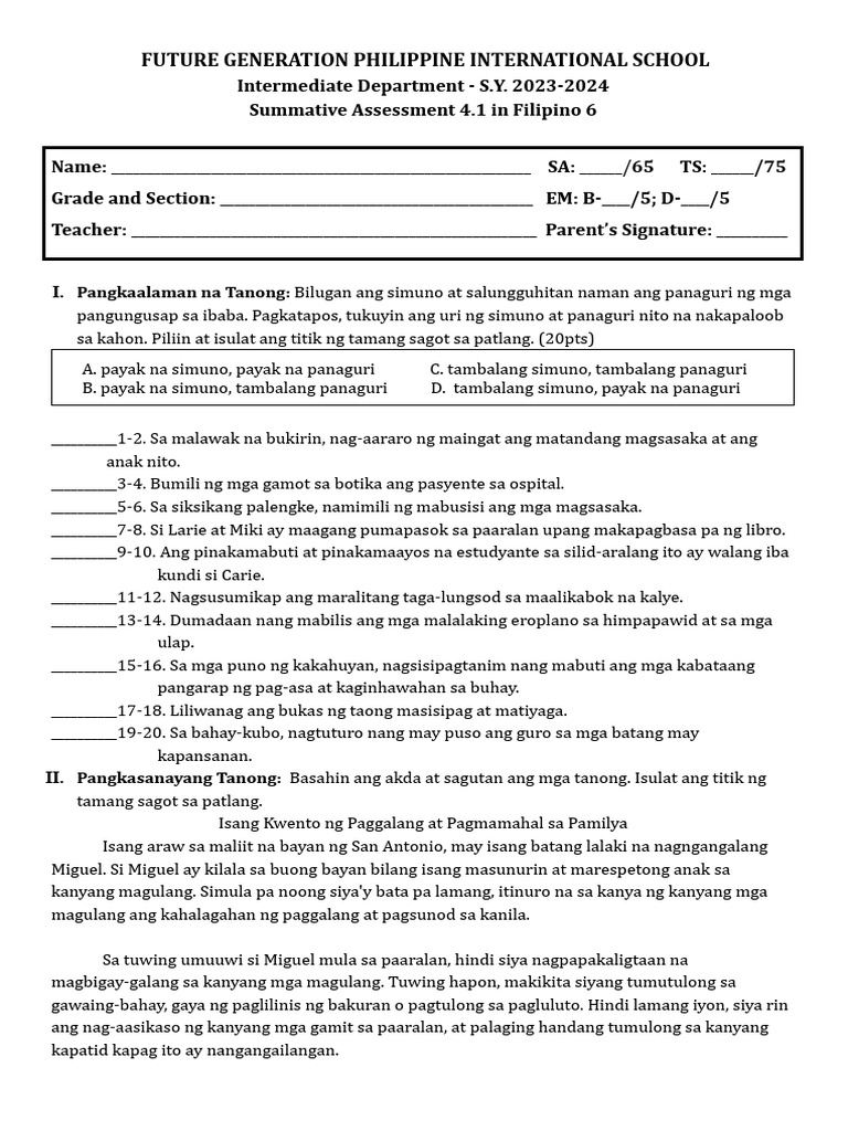 Summative Assessment | PDF