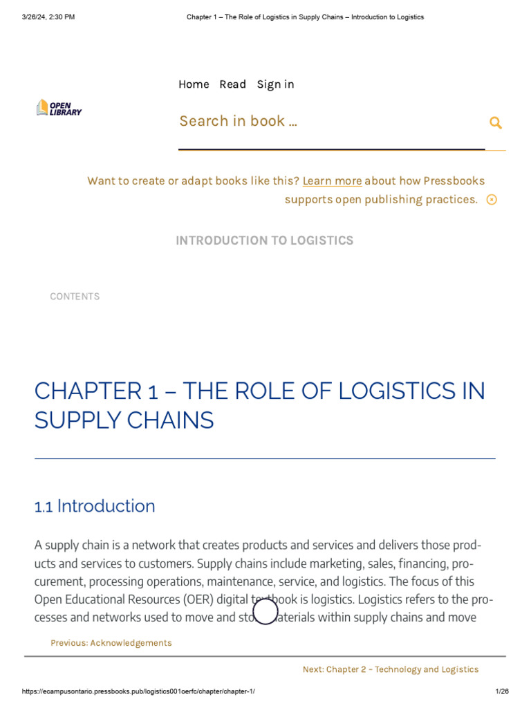Chapter 1 - The Role of Logistics in Supply Chains - Introduction To ... Chapter 1 - The Role of Logistics in Supply Chains - Introduction To ...