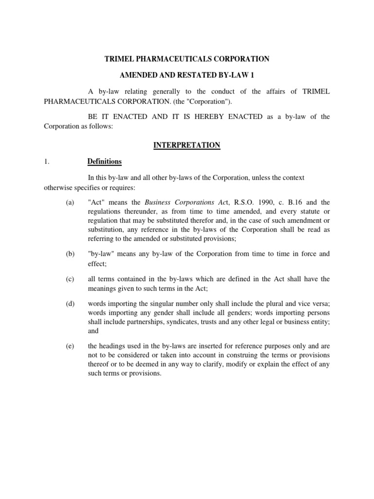 Bylaws of The Corporation | PDF | Dividend | Proxy Voting