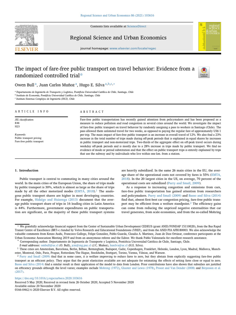 Impact of Free Public Transport | PDF | Public Transport | Transport
