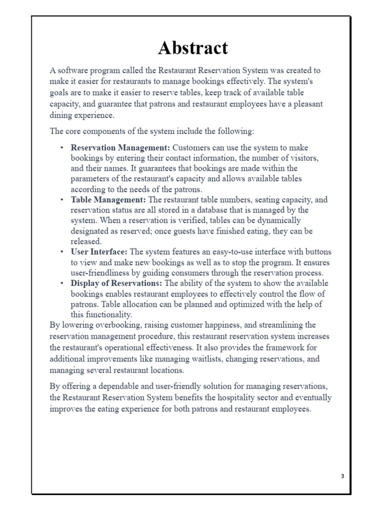 Restaurant Reservation System | PDF | Databases | Scalability