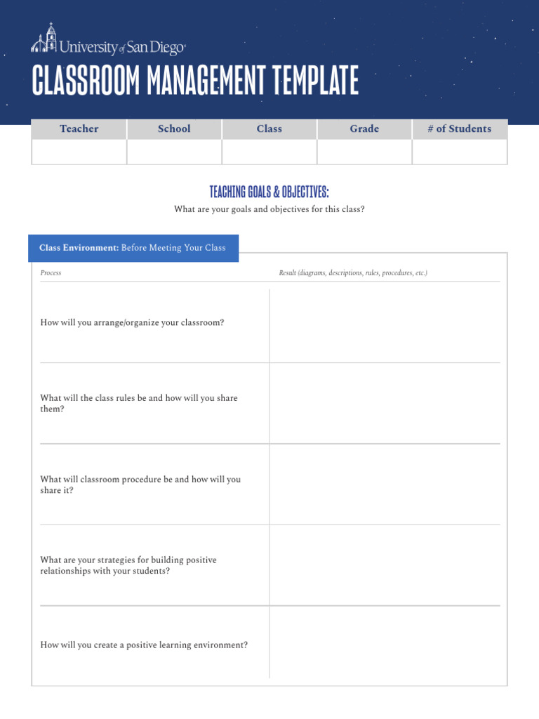 Classroom Management Template | Download Free PDF | Classroom ...