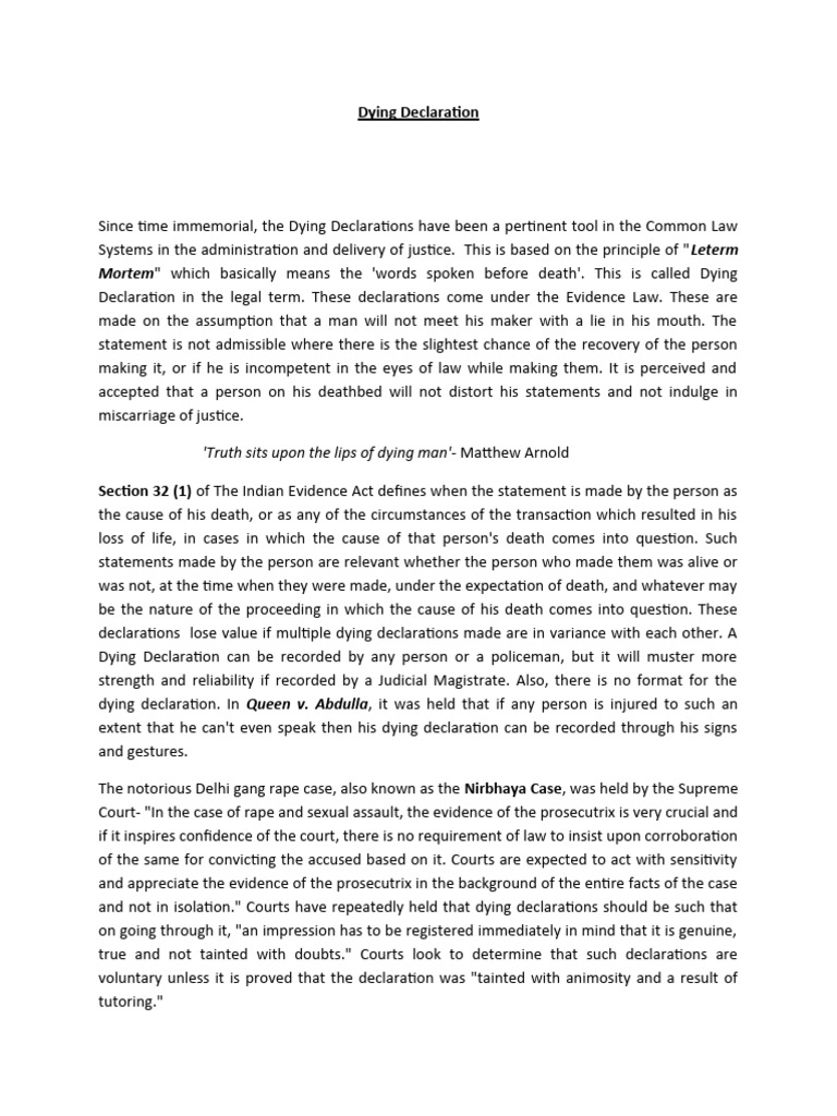Dying declaration (3) | PDF | Criminal Law | Legal Procedure
