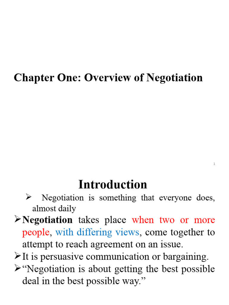 Negotion - One (1) (1) (Read-Only) (Compatibility Mode) | PDF | Negotiation | Goal