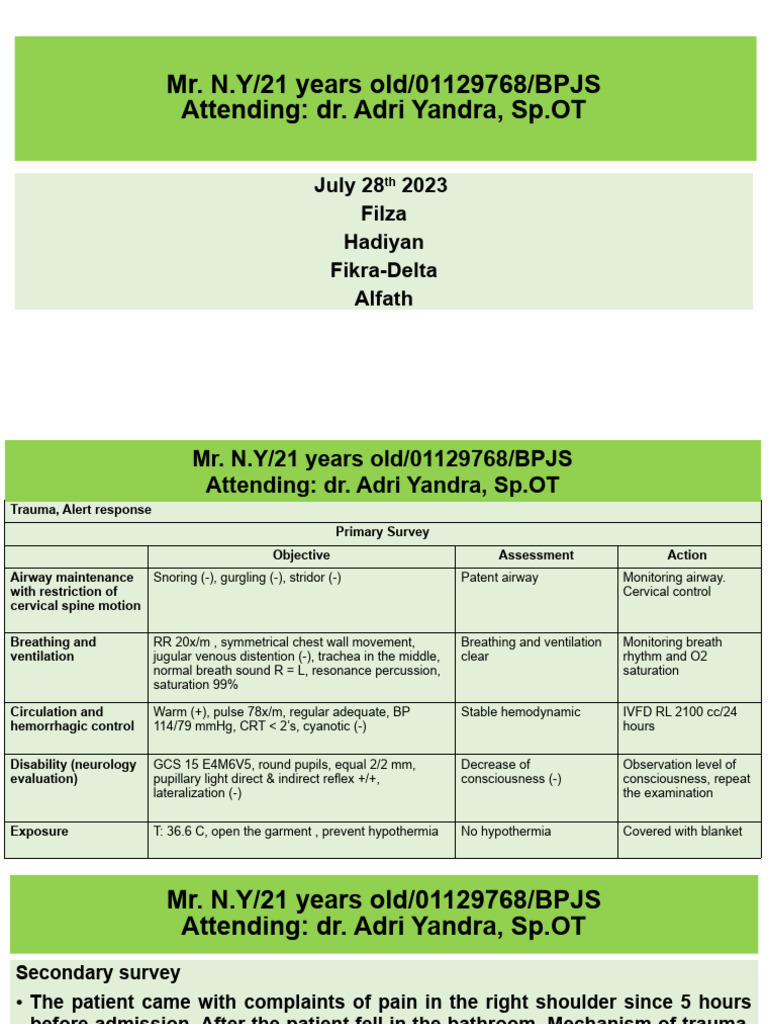 28 July 2023-Closed Fracture Right Clavicle - MR NY | PDF | Breathing ...