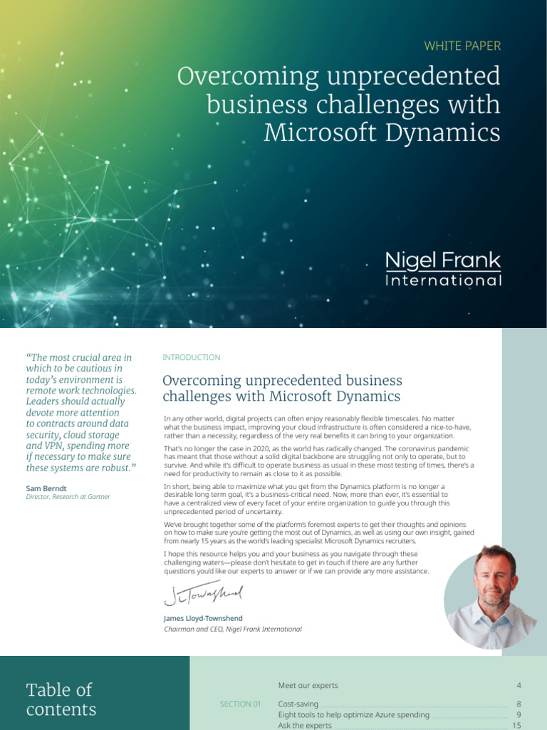 Nigel Frank Overcoming Unprecedented Business Challenges With Microsoft Dynamics 2020 | Download ...