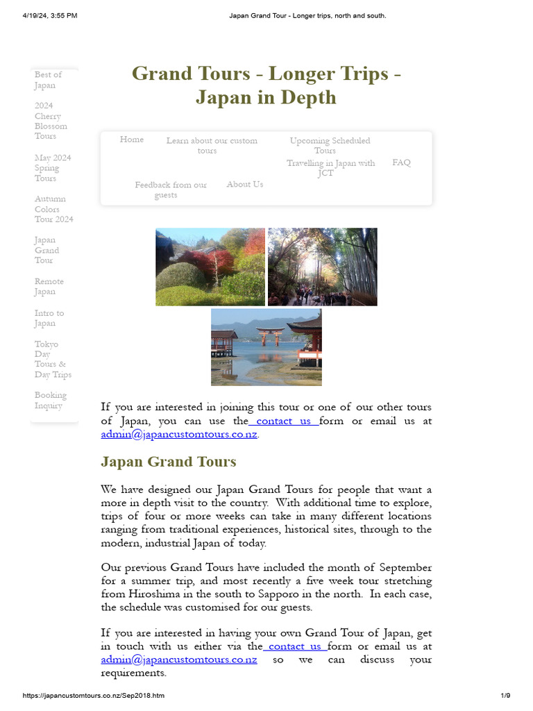 Japan Grand Tour - Longer Trips, North and South | PDF | Tokyo | Kyoto