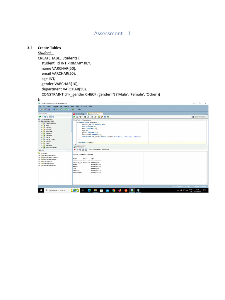 Tech Academy Oracle SQL Assessment - 1 | PDF | Information Retrieval | Computer Data