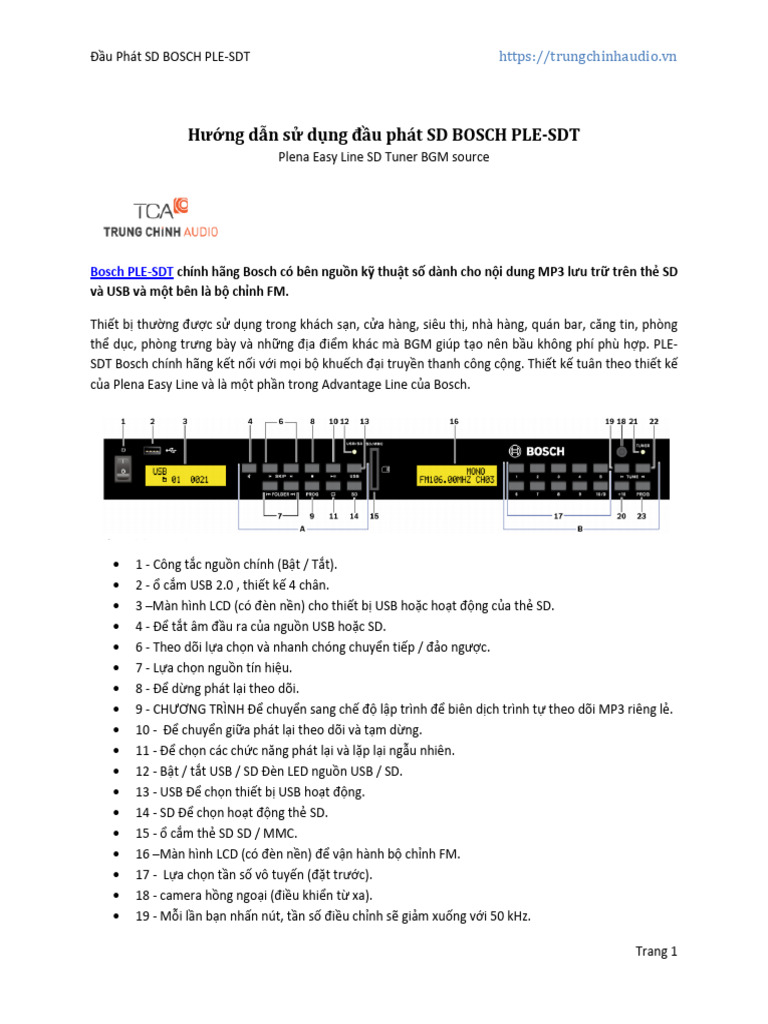 File HDSD Bosch Ple SDT | PDF