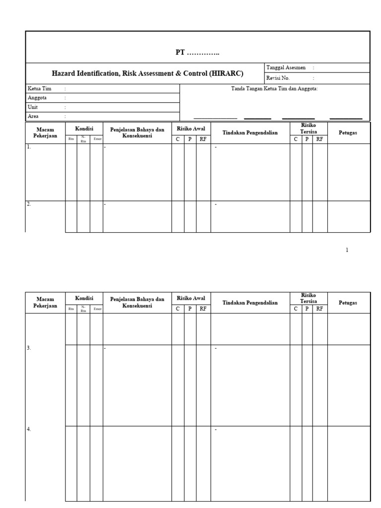 1a Tugas 1 Formulir Pembuatan Hirarc Pdf