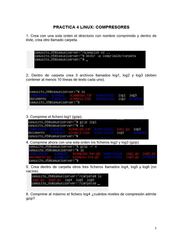 Practica 4 Linux Samuel Lopez | PDF | Zip (formato de archivo) | Archivo de computadora