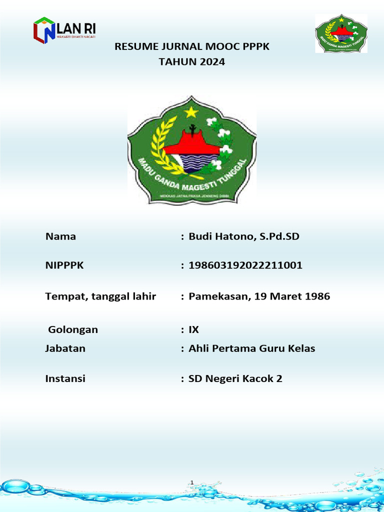 RESUME JURNAL MOOC PPPK 2023 - Priyo Atmojo, S.TP | PDF