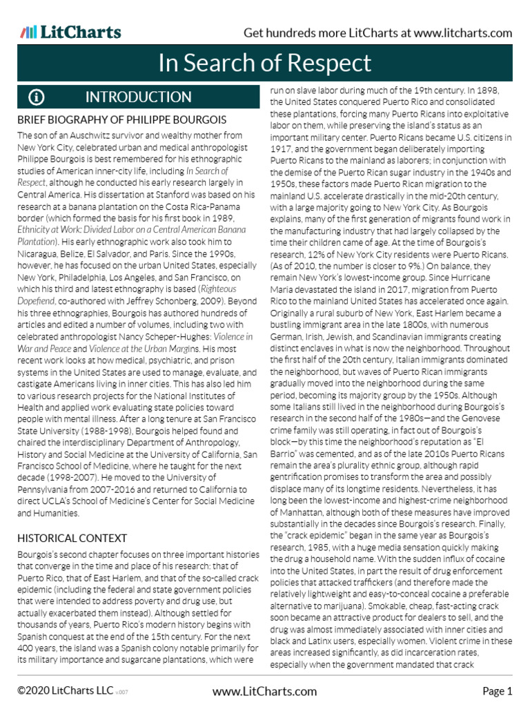 In Search of Respect LitChart | PDF | Puerto Rico