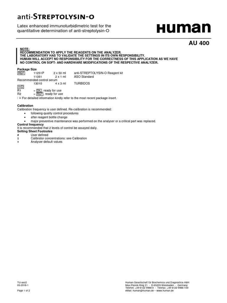 Anti-Streptolysin-O Test Guide | PDF
