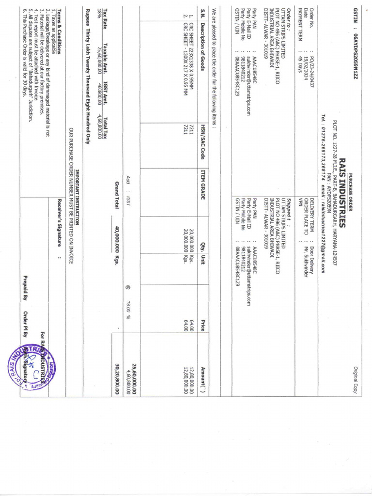 Purchase Order PO23-240437 | PDF