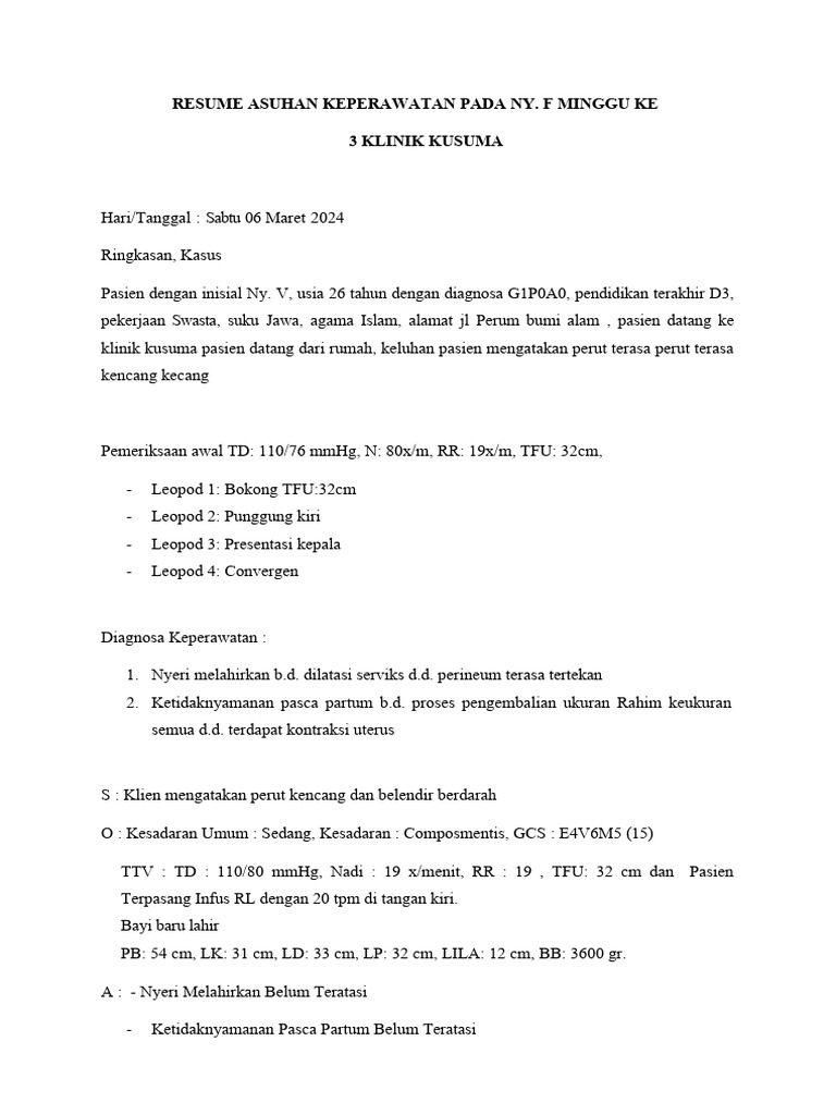 Asuhan Keperawatan Nyeri & Pasca Partum | PDF