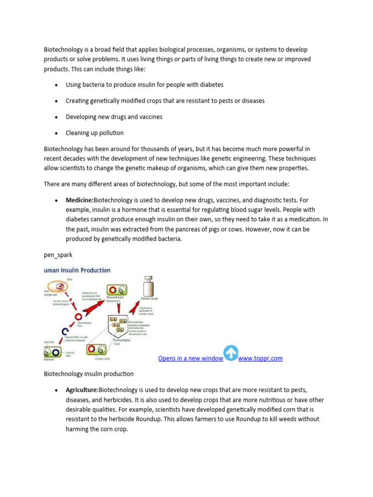Biotechnology Is A Broad Field | PDF | Biotechnology | Genetic Engineering