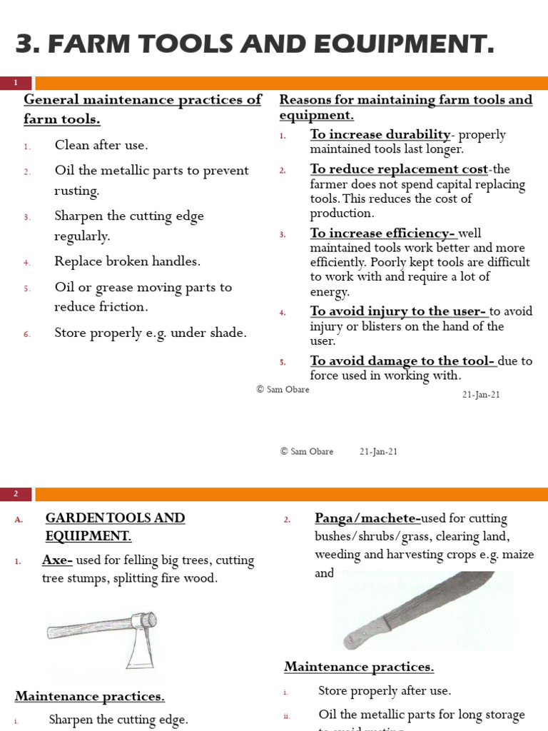 Maintenance of Farm Tools Guide | PDF | Nut (Hardware) | Masonry