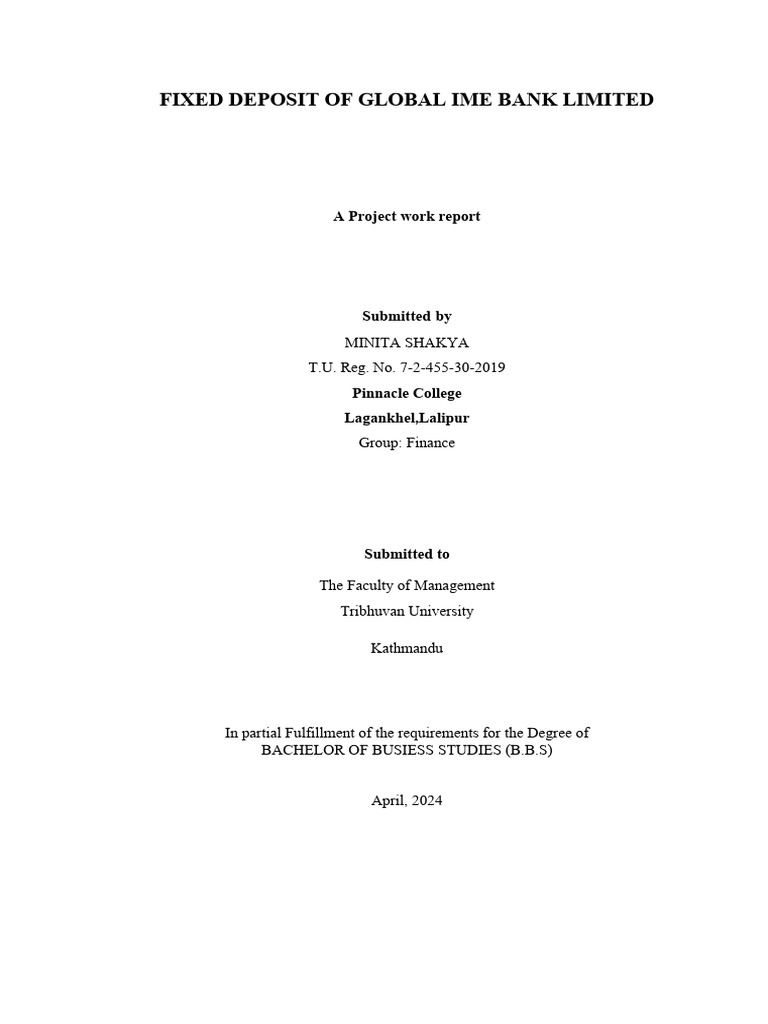 Fixed Deposit of Global Ime Bank Ltd. | PDF | Dividend | Policy