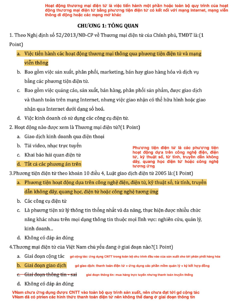 Quiz TMDT cô Hoa | PDF