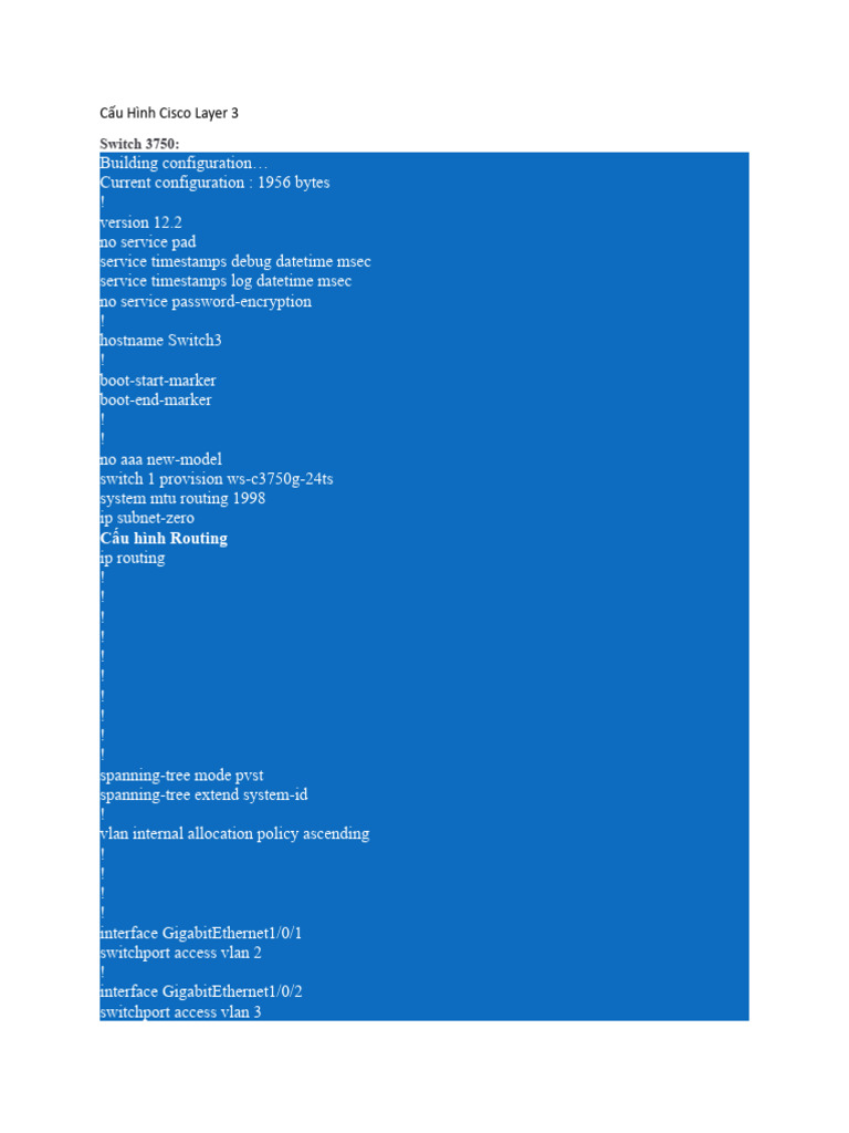 Cấu Hình Layer 3 Cisco | PDF | Ip Address | Internet Protocols