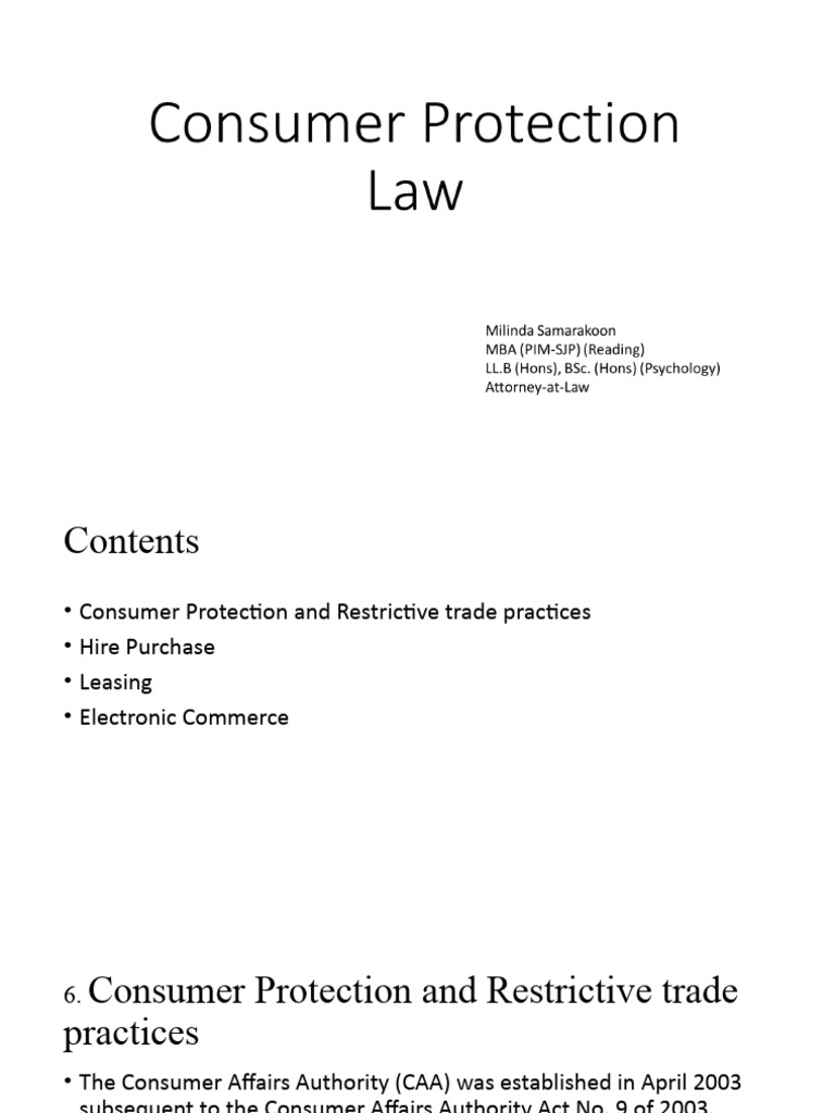 Consumer Protection and Trade Practices | PDF | Lease | Consumer Protection
