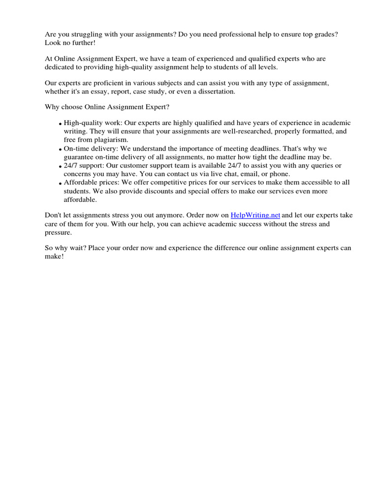 Online Assignment Expert - Get Professional Help With Your Assignments ...