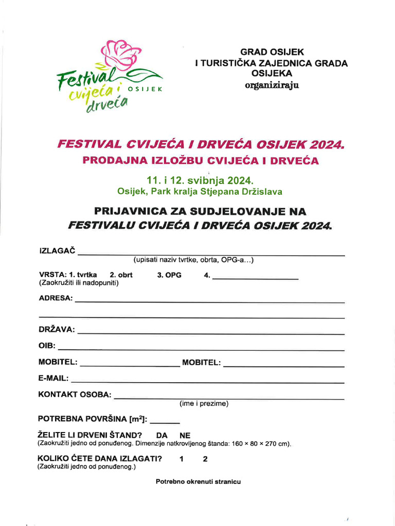02 - Prijavnica Festival Cvijeca I Drveca Osijek 2024 | PDF