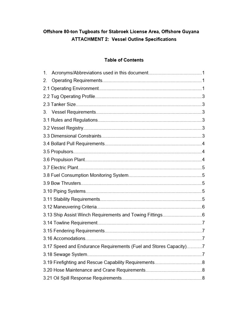 Attachment 2 - EEPGL Tugboat Technical Specifications | PDF | Tugboat ...
