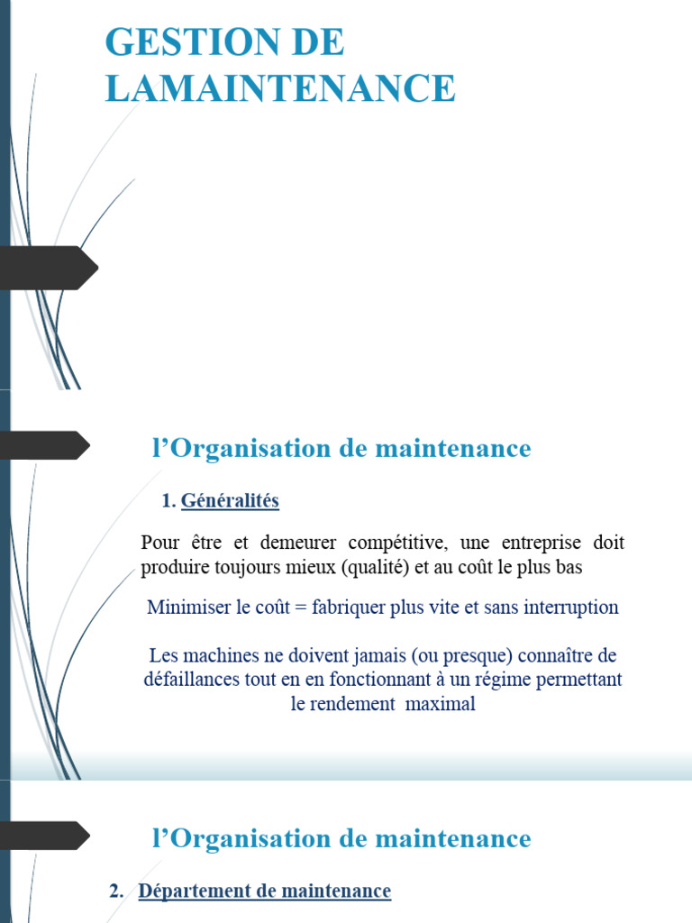 Gestion de Lamaintenance | PDF | Risque | Planification