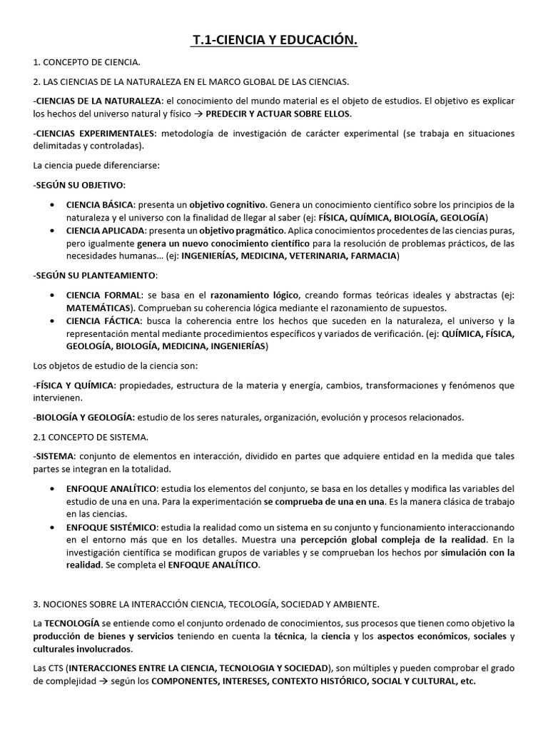 RESUMEN TEMA 1 | PDF | Conocimiento | Science