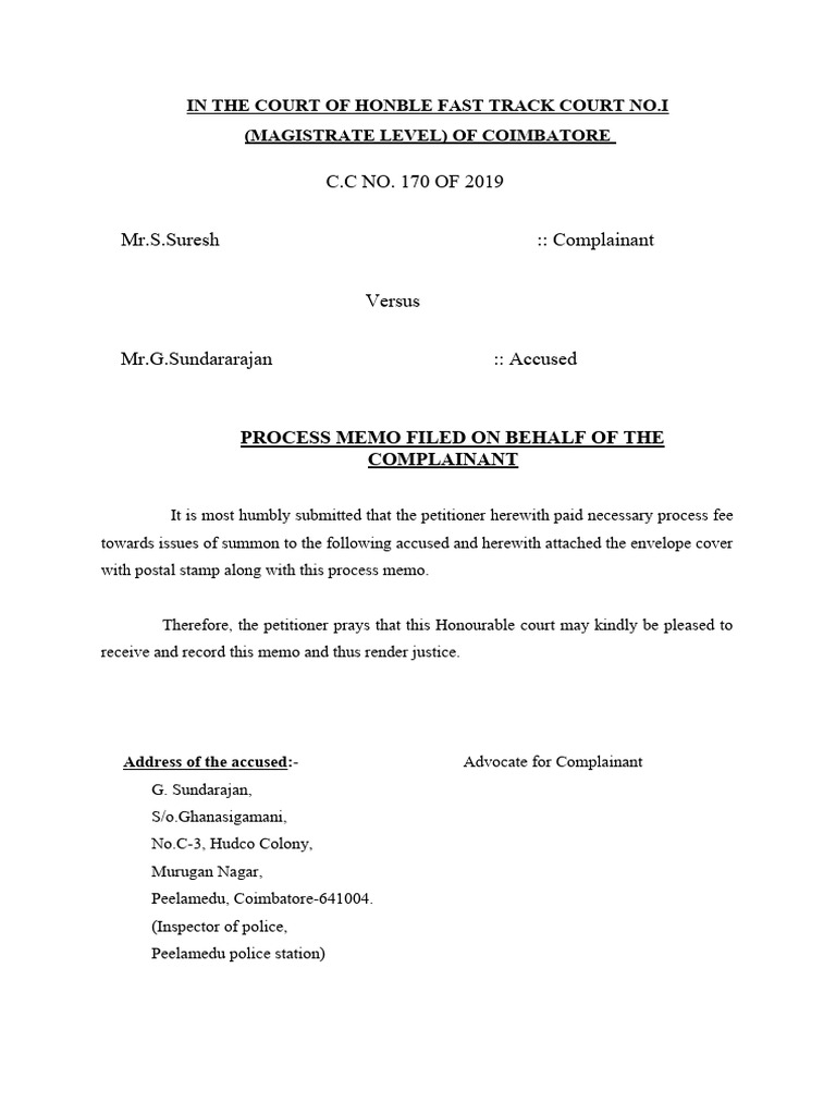 Pross Memo FTM - 1 Suresh | PDF