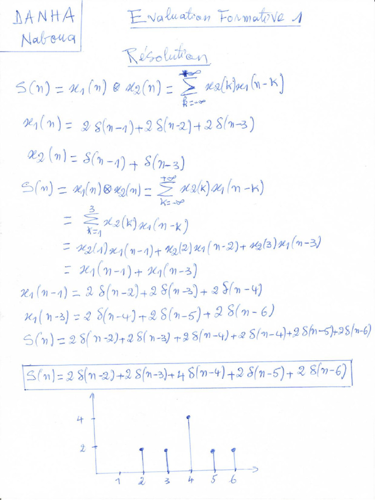 Naboua - Resolution de L'evaluation Formative 1 Sur Le Produit de Convolution | PDF