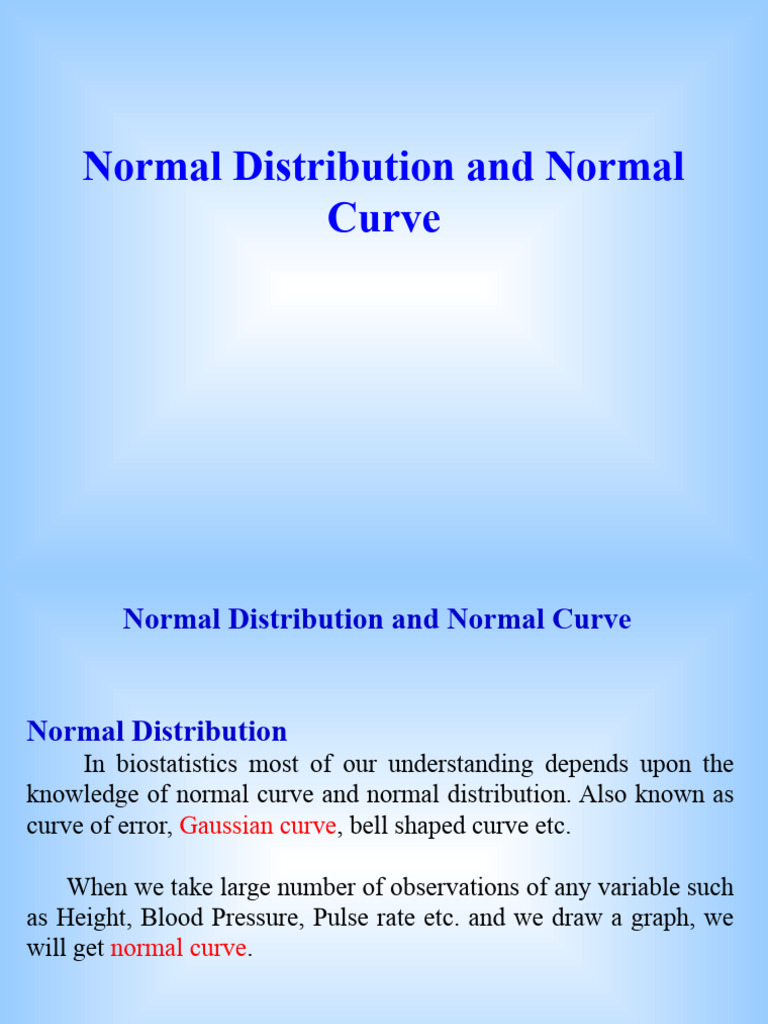 Normal Curve | PDF | Standard Deviation | Normal Distribution