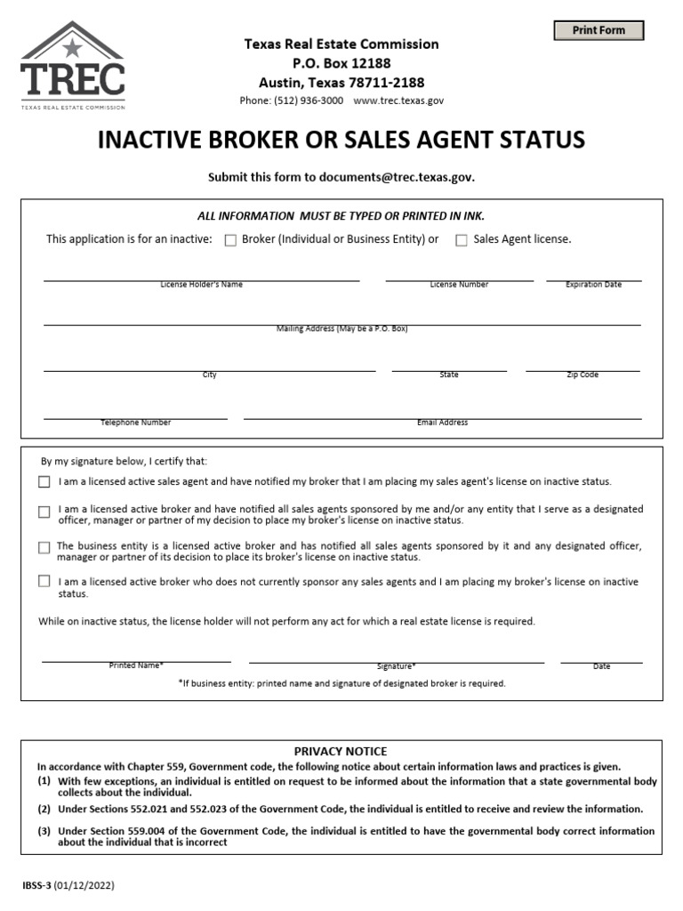 Inactive Realtor Application | PDF