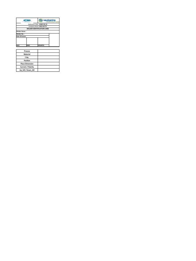 Welder Identification Card Template | PDF | Technology & Engineering