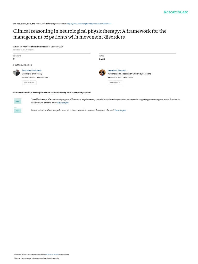 Clinical Reasoning in Neurological Physiotherapy: A Framework For The ...