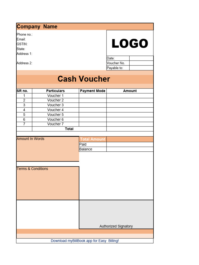 Cash Voucher Format Excel | PDF