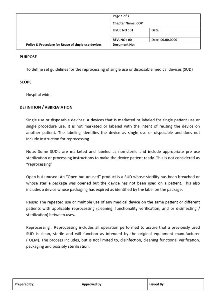 Reuse of Single Use Device | PDF | Sterilization (Microbiology ...