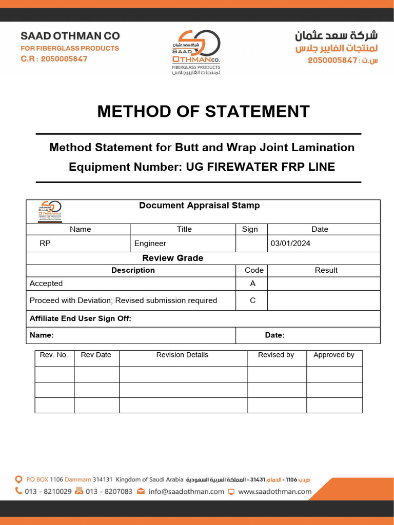 01 Mos STCJ - 10 Inch Diameter RTR Firewater Line Repair by Replacement ...