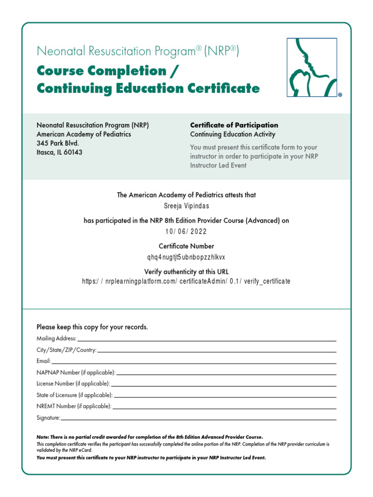 NRP 8th Edition Advanced (1-11) Provider Curriculum | PDF | Nursing | Midwife