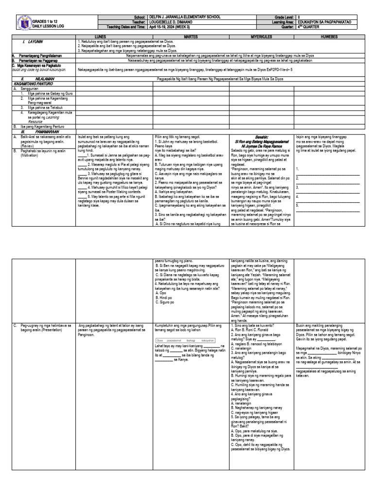 DLL - Esp 2 - Q4 - W3 | PDF