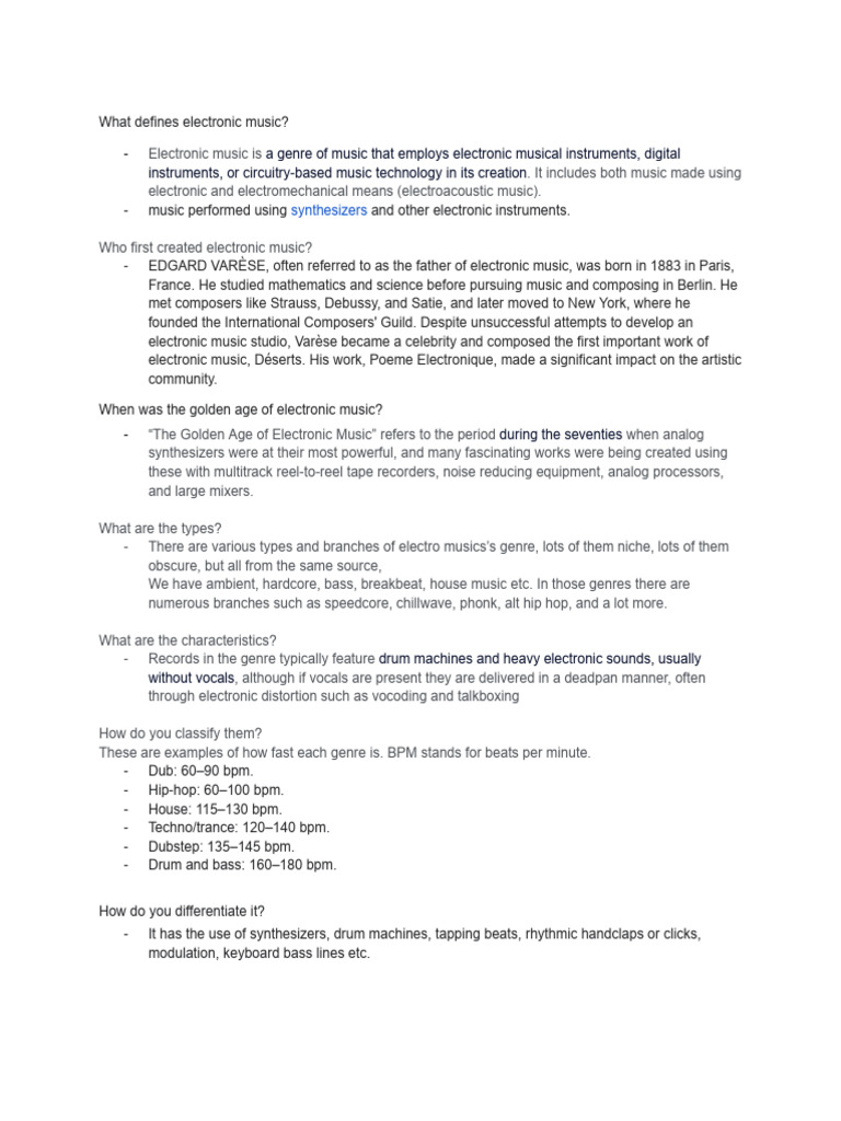 Basic Info About Electronic Music (Group 5) | PDF | Electronic Music ...