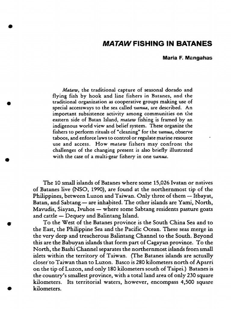 Traditional Mataw Fishing in Batanes | PDF | Fisherman