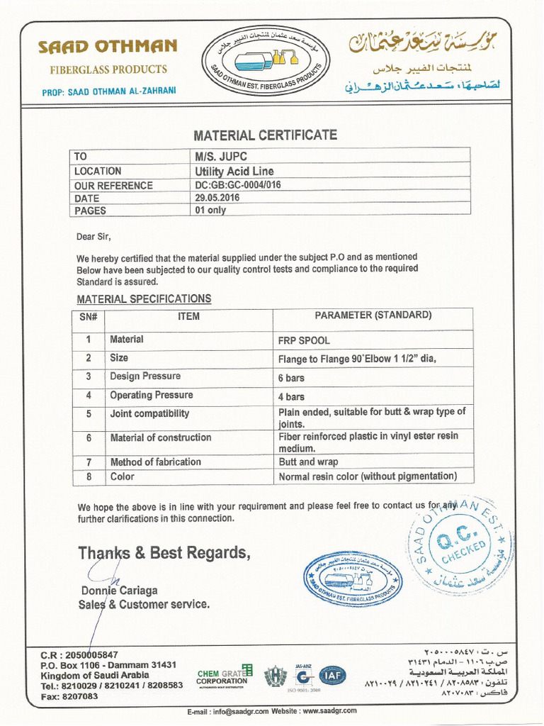 Material Specification | PDF
