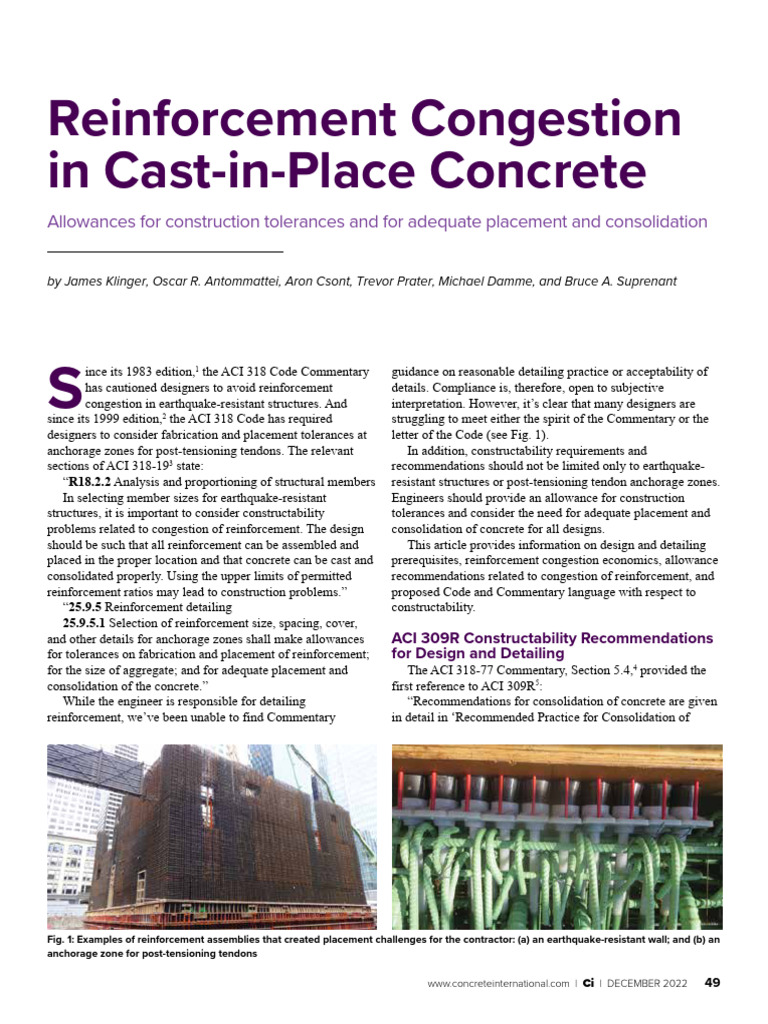 Reinforcement Congestion in CIP Concrete CI - 12 22 | PDF | Concrete ...