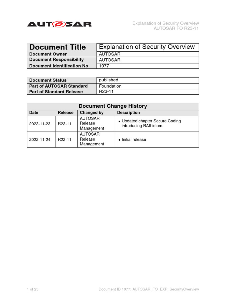 AUTOSAR FO EXP SecurityOverview | PDF | Pointer (Computer Programming) | Computer Programming