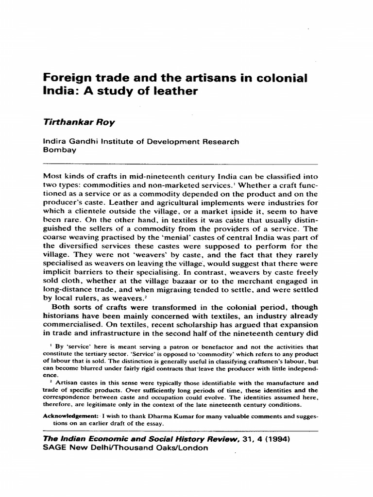 Colonial India's Leather Trade Evolution | PDF | Leather | Caste