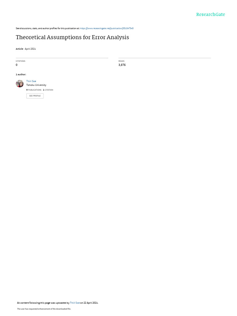 Theoretical Assumptionsfor Error Analysis | PDF | Second Language Acquisition | Second Language